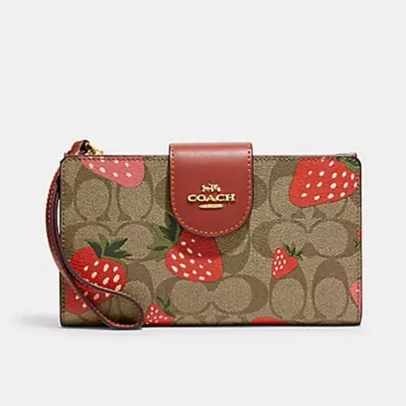 Coach | Bags | Coach Tech Wallet In Signature Canvas With Wild ...